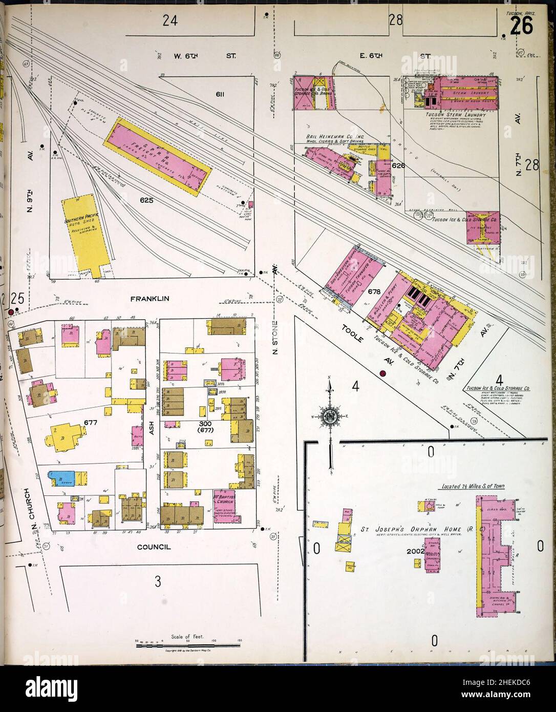 Sanborn Fire Insurance Map from Tucson, Pima County, Arizona Stock ...
