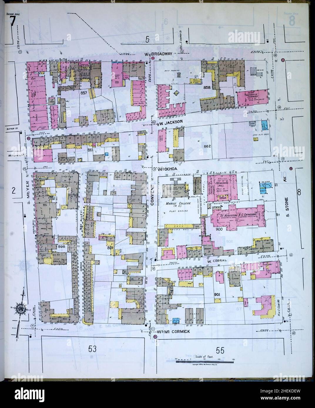 Sanborn Fire Insurance Map from Tucson, Pima County, Arizona Stock ...