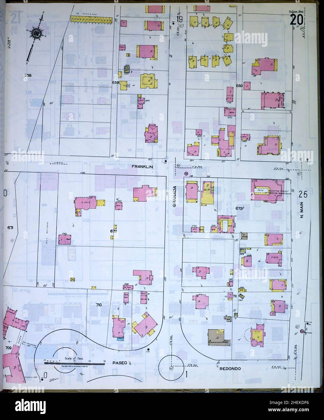 Sanborn Fire Insurance Map from Tucson, Pima County, Arizona Stock ...