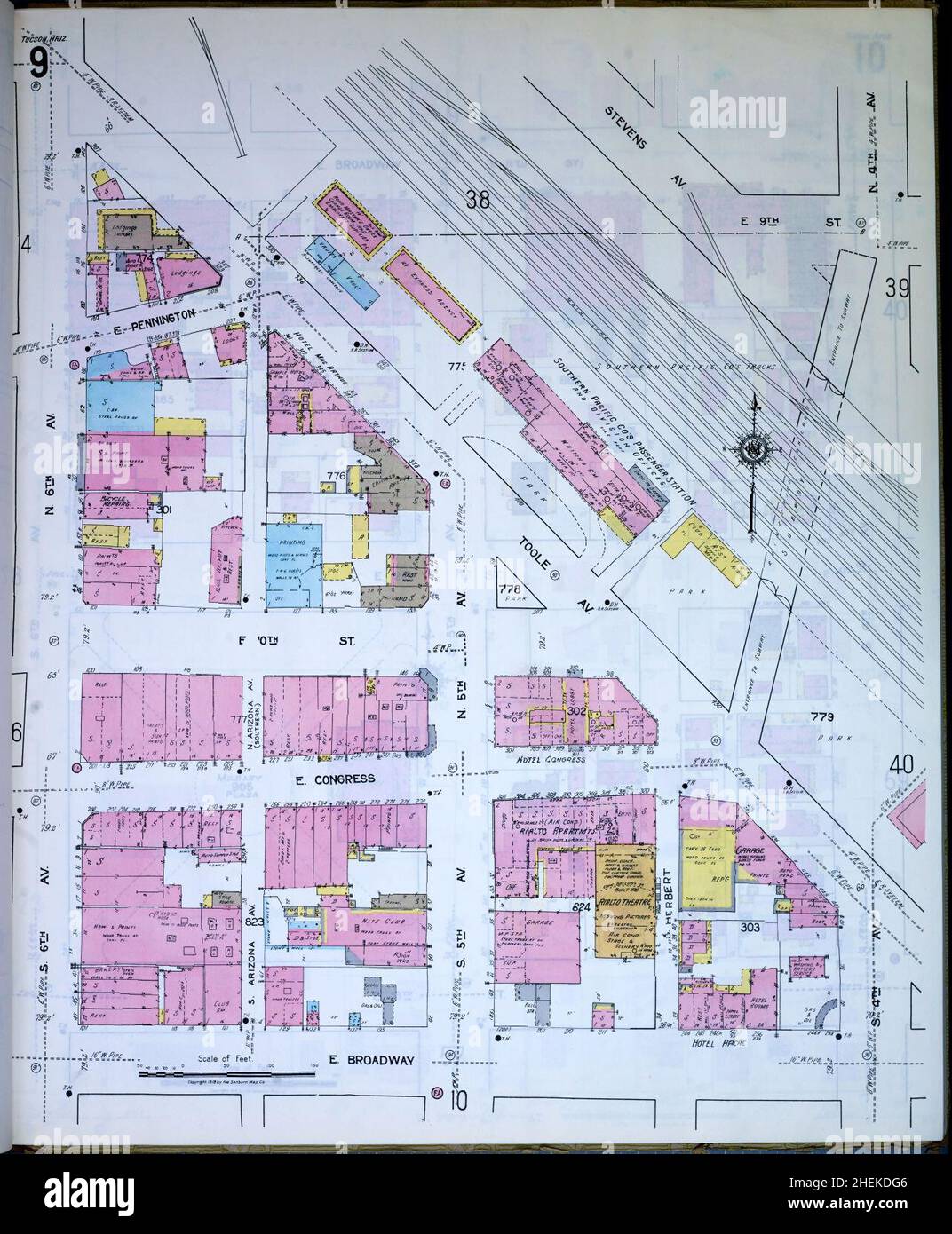 Sanborn Fire Insurance Map from Tucson, Pima County, Arizona Stock ...