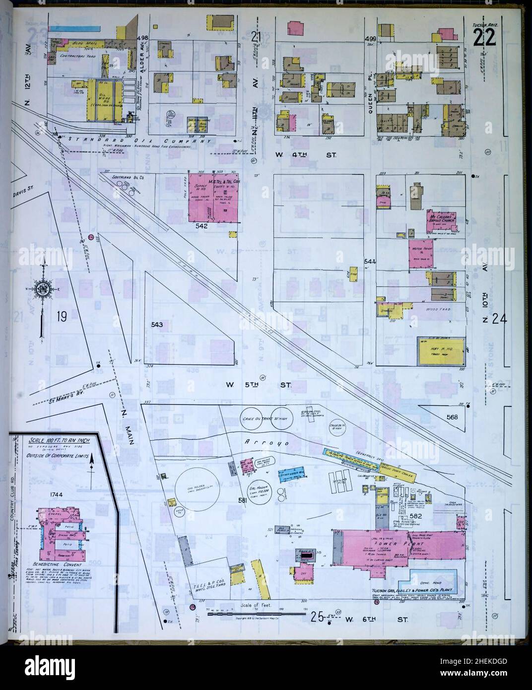 Sanborn Fire Insurance Map from Tucson, Pima County, Arizona Stock ...