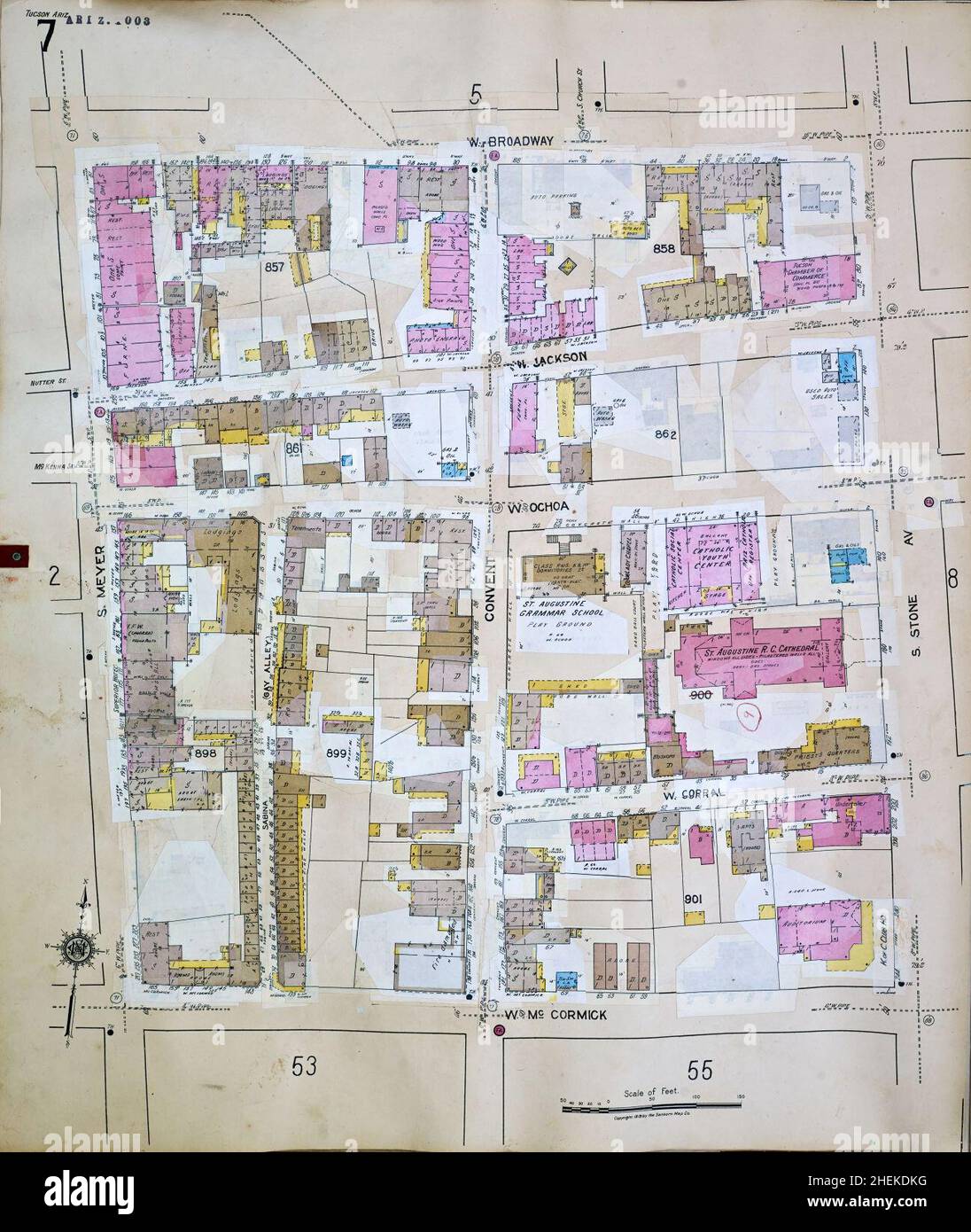Sanborn Fire Insurance Map from Tucson, Pima County, Arizona Stock ...