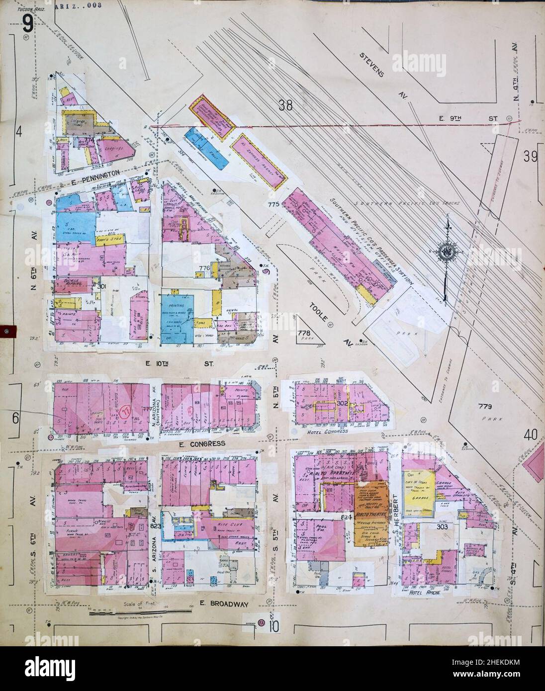 Sanborn Fire Insurance Map from Tucson, Pima County, Arizona Stock ...