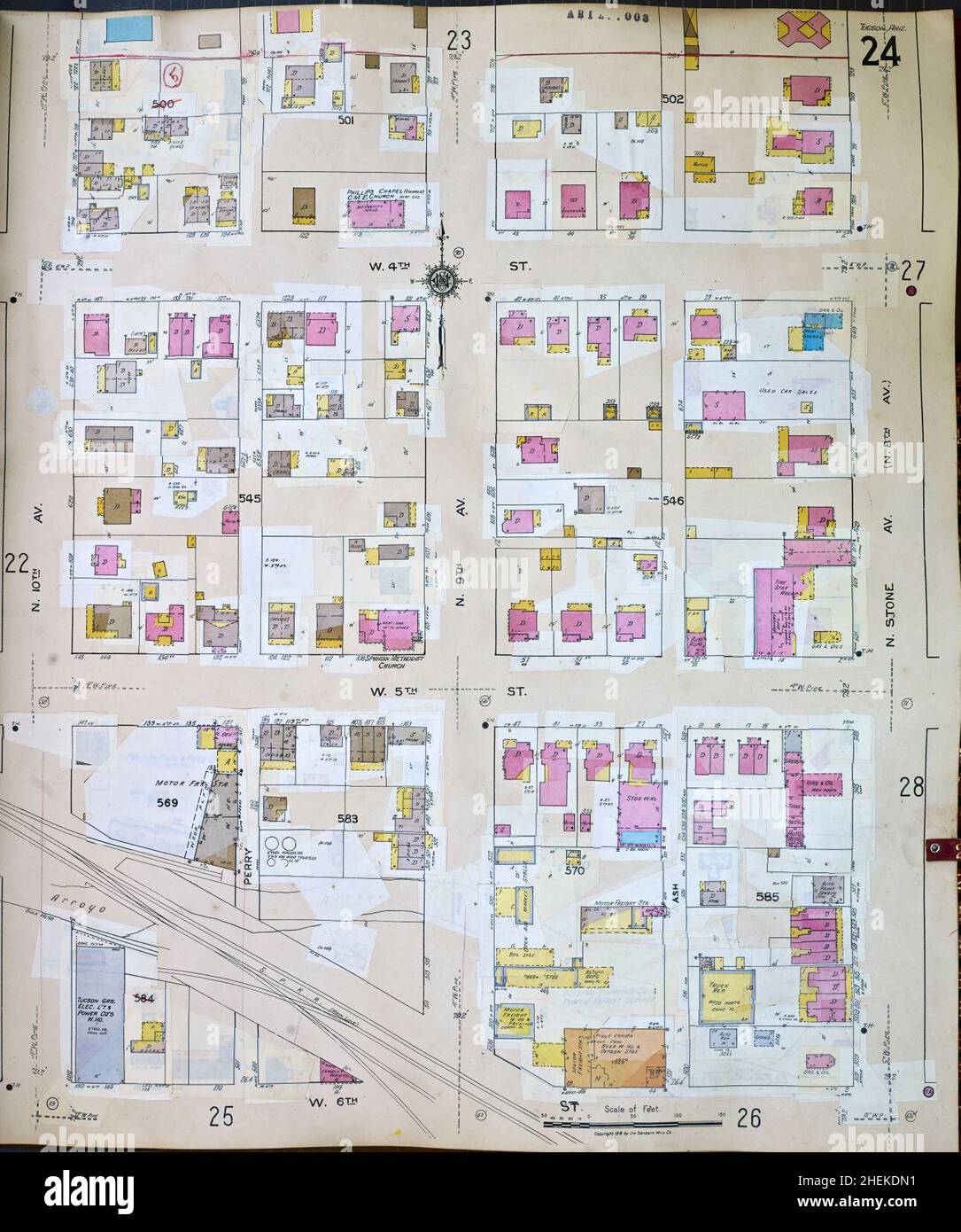 Sanborn Fire Insurance Map from Tucson, Pima County, Arizona Stock ...