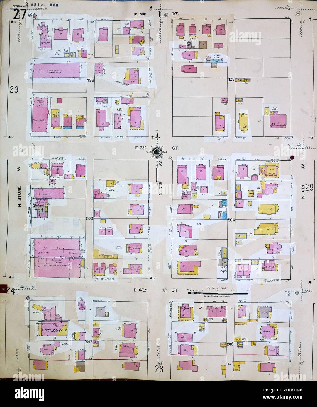 Sanborn Fire Insurance Map from Tucson, Pima County, Arizona Stock ...