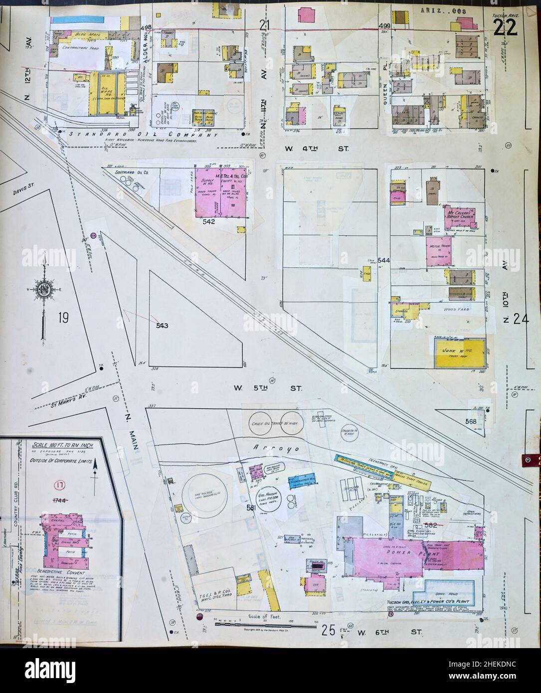 Sanborn Fire Insurance Map from Tucson, Pima County, Arizona Stock ...