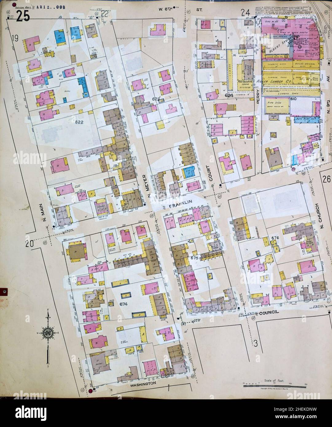 Sanborn Fire Insurance Map from Tucson, Pima County, Arizona Stock ...