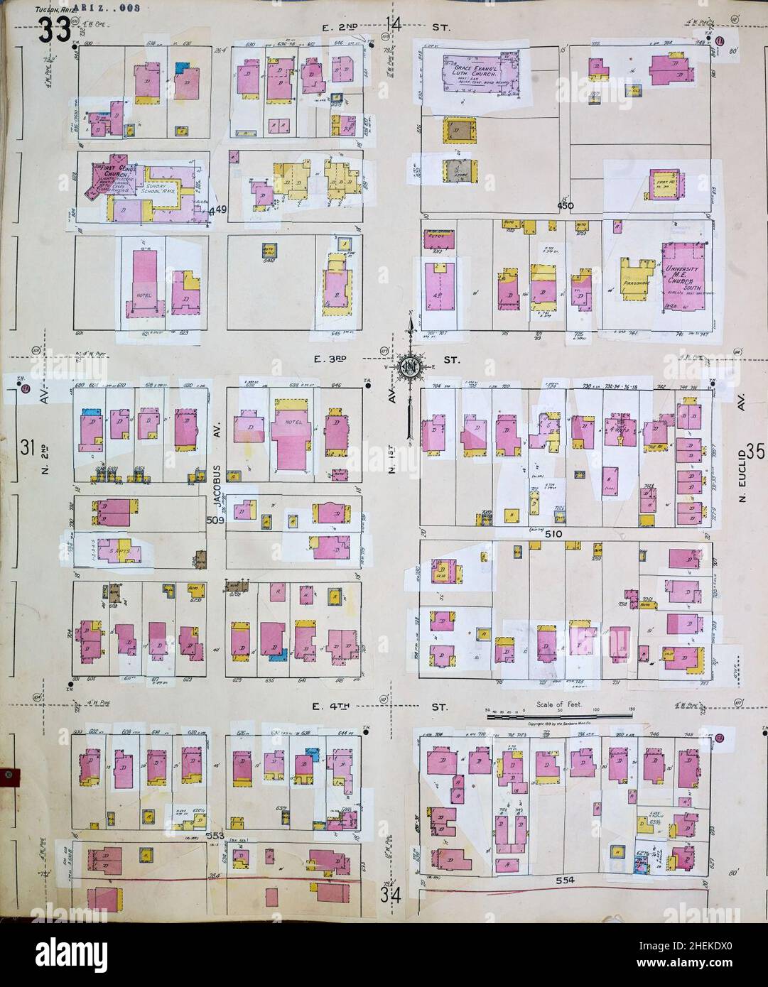 Sanborn Fire Insurance Map from Tucson, Pima County, Arizona Stock ...