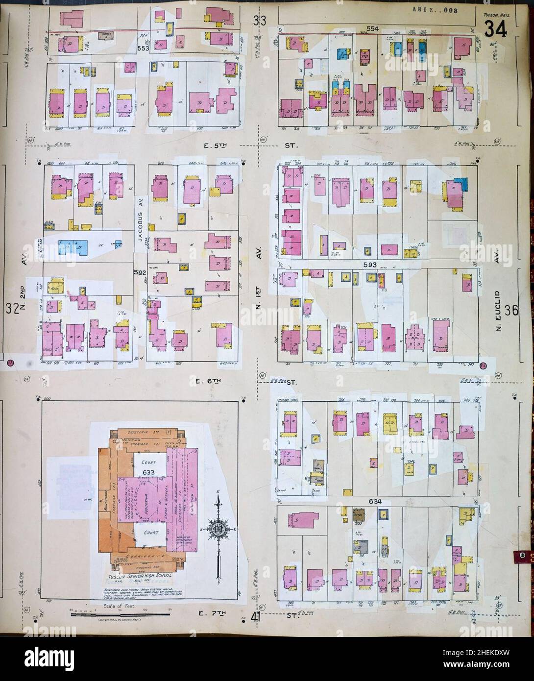 Sanborn Fire Insurance Map from Tucson, Pima County, Arizona Stock ...
