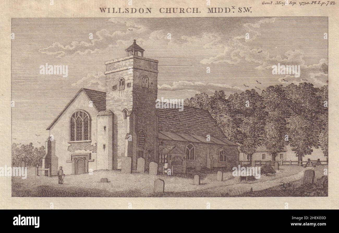 View of Wilsdon Church, Middlesex. St Mary's Willesden Church, London ...