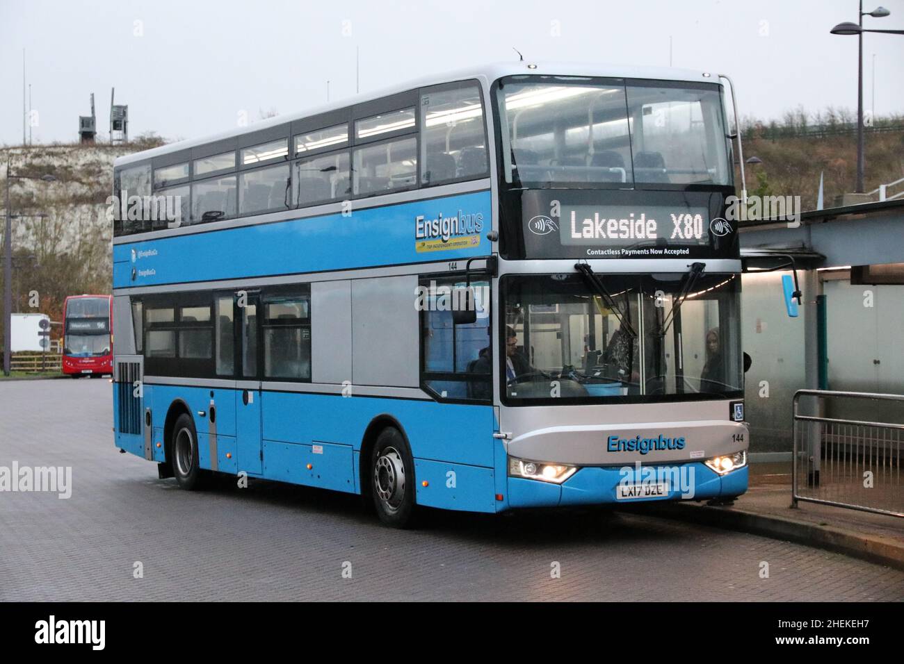 DOUBLE DECK BUS OF ENSIGNBUS COMPANY IN ESSEX Stock Photo - Alamy