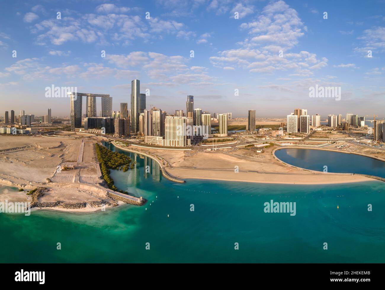 Aerial view on developing part of Al Reem island in Abu Dhabi on a ...