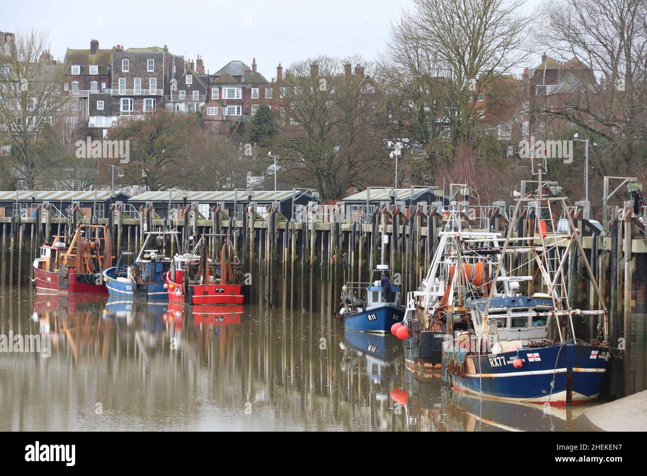 FISHING BOATS IN THE PORT OF RYE IN EAST SUSSEX Stock Photo - Alamy