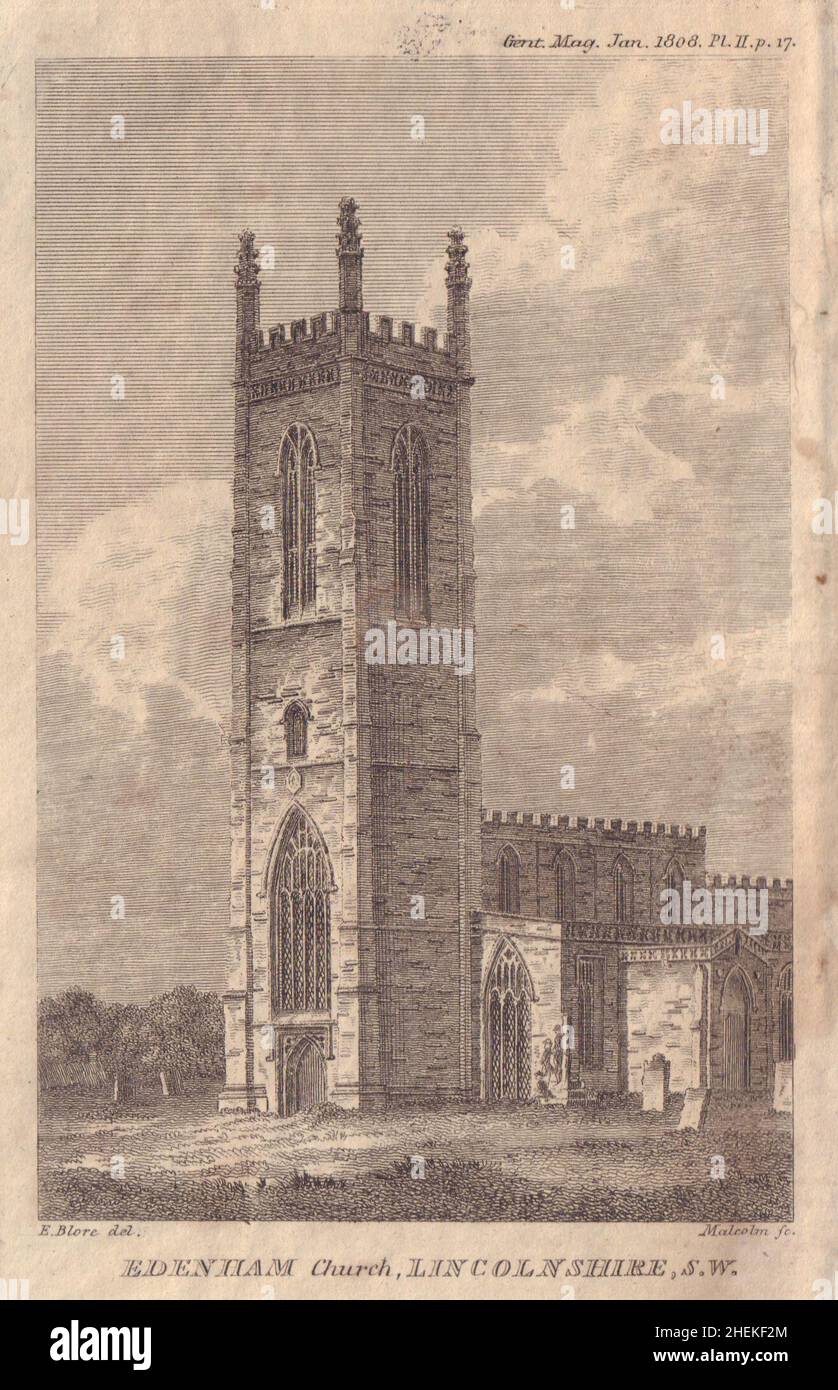 View of Saint Michael & All Angels Church, Edenham, Lincolnshire 1808 ...