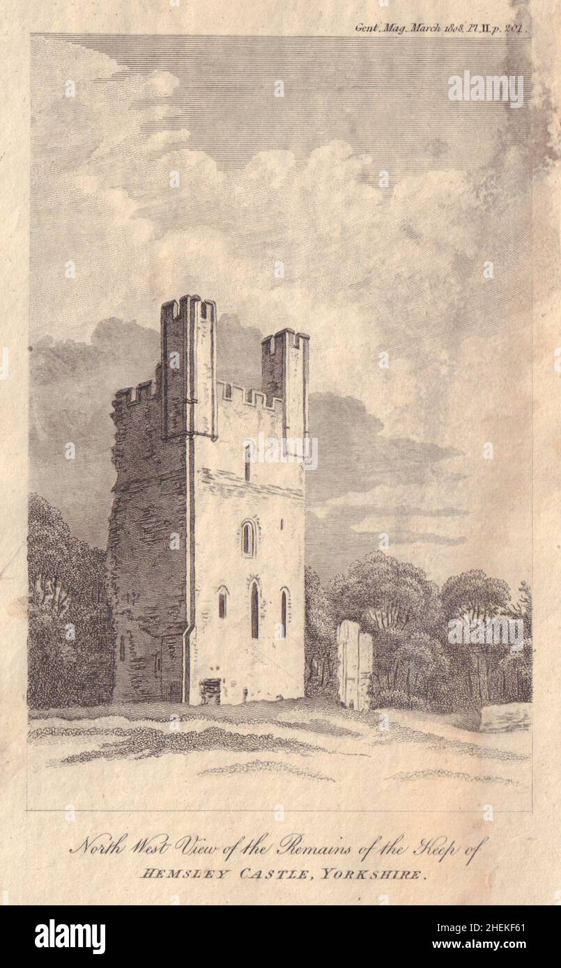 North west view of the remains of the keep of Helmsley Castle ...