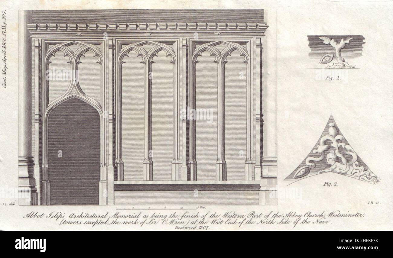 Architectural memorial of Abbot John Islip at Westminster Abbey, London ...