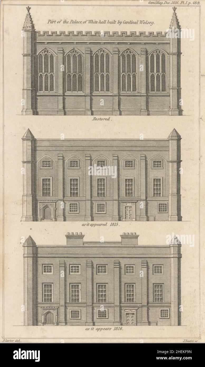 Three elevations of a part the Palace of Whitehall, Westminster, London ...