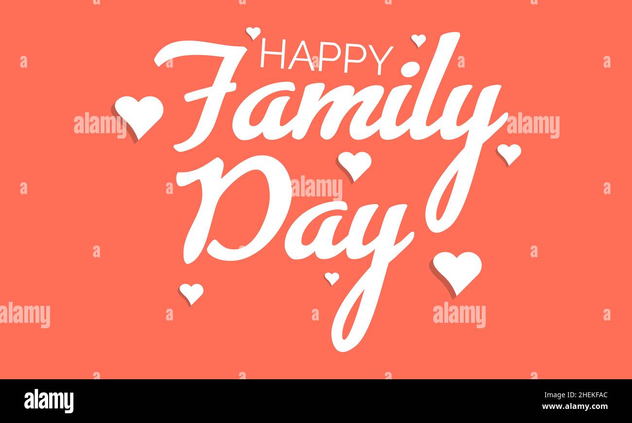 Happy Family Day, 21th February. Hand lettering vector template Design ...