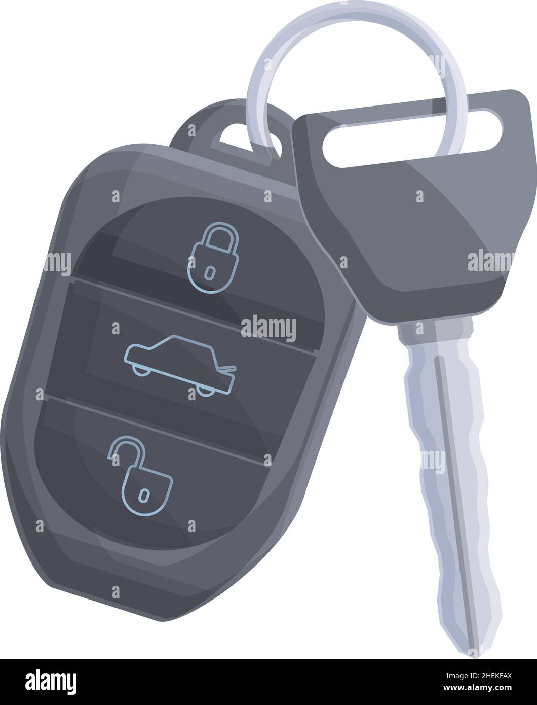 Theft car alarm key icon cartoon vector. Remote system. Lock chain ...
