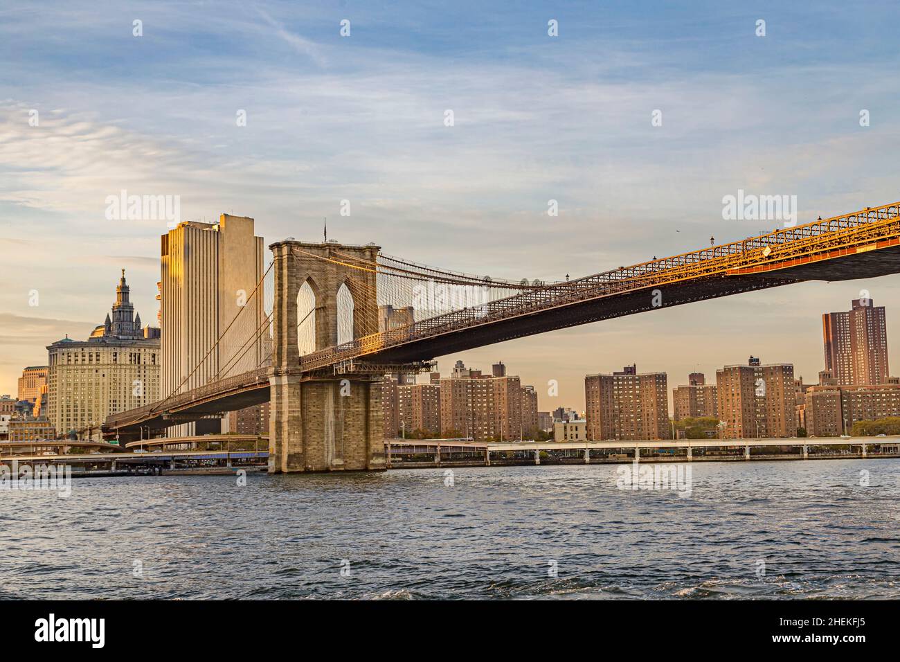 sunset view to Brooklyn bridge in New York, USA Stock Photo - Alamy