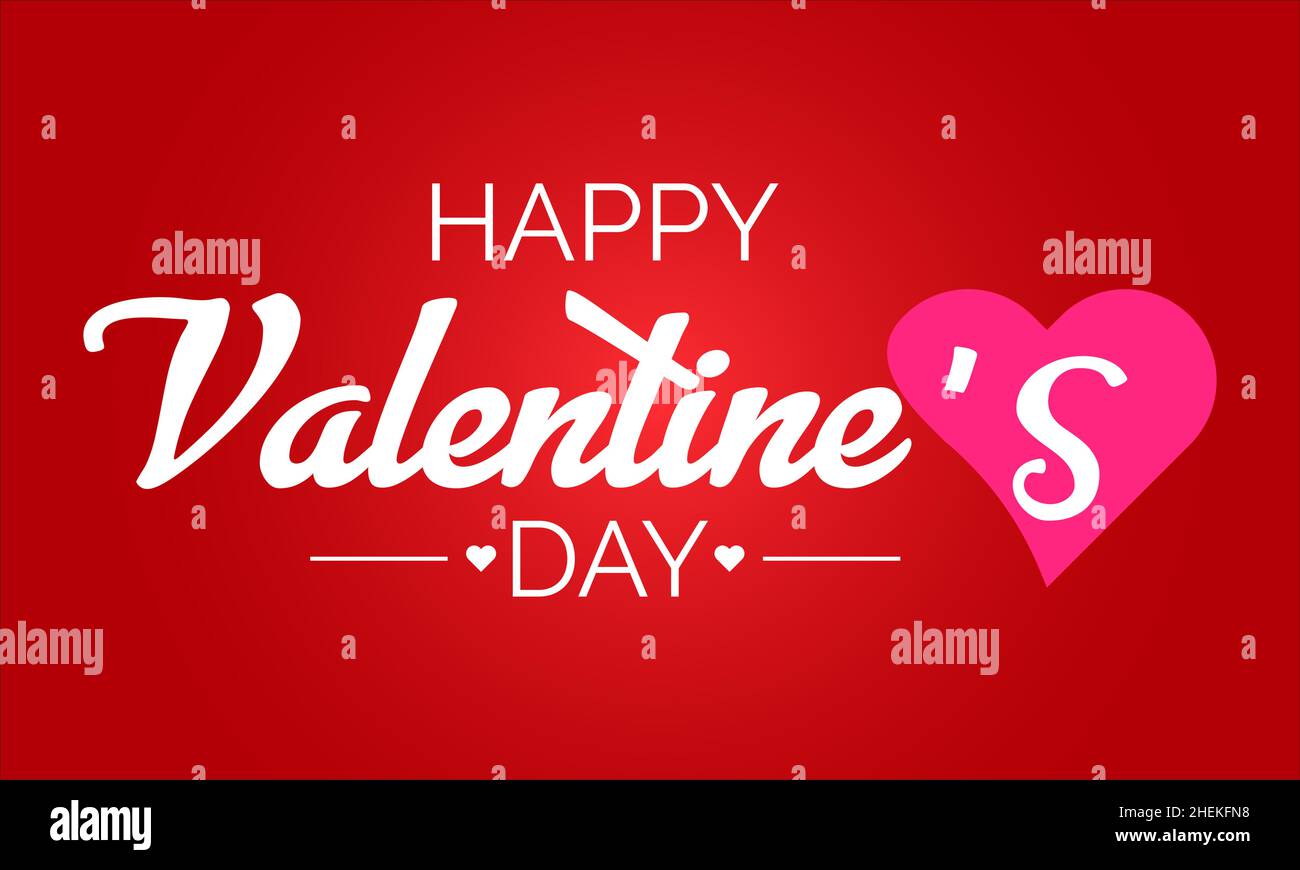 Happy Valentine's Day, 14th February. heart connect vector banner ...