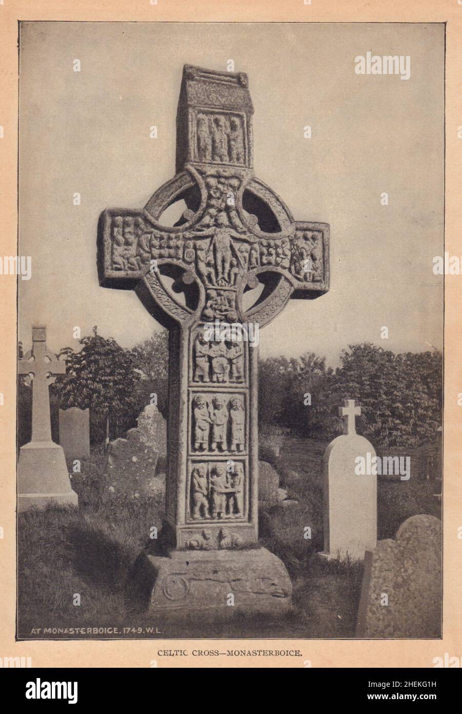 Celtic Cross - Monasterboice 1905 old antique vintage print picture ...