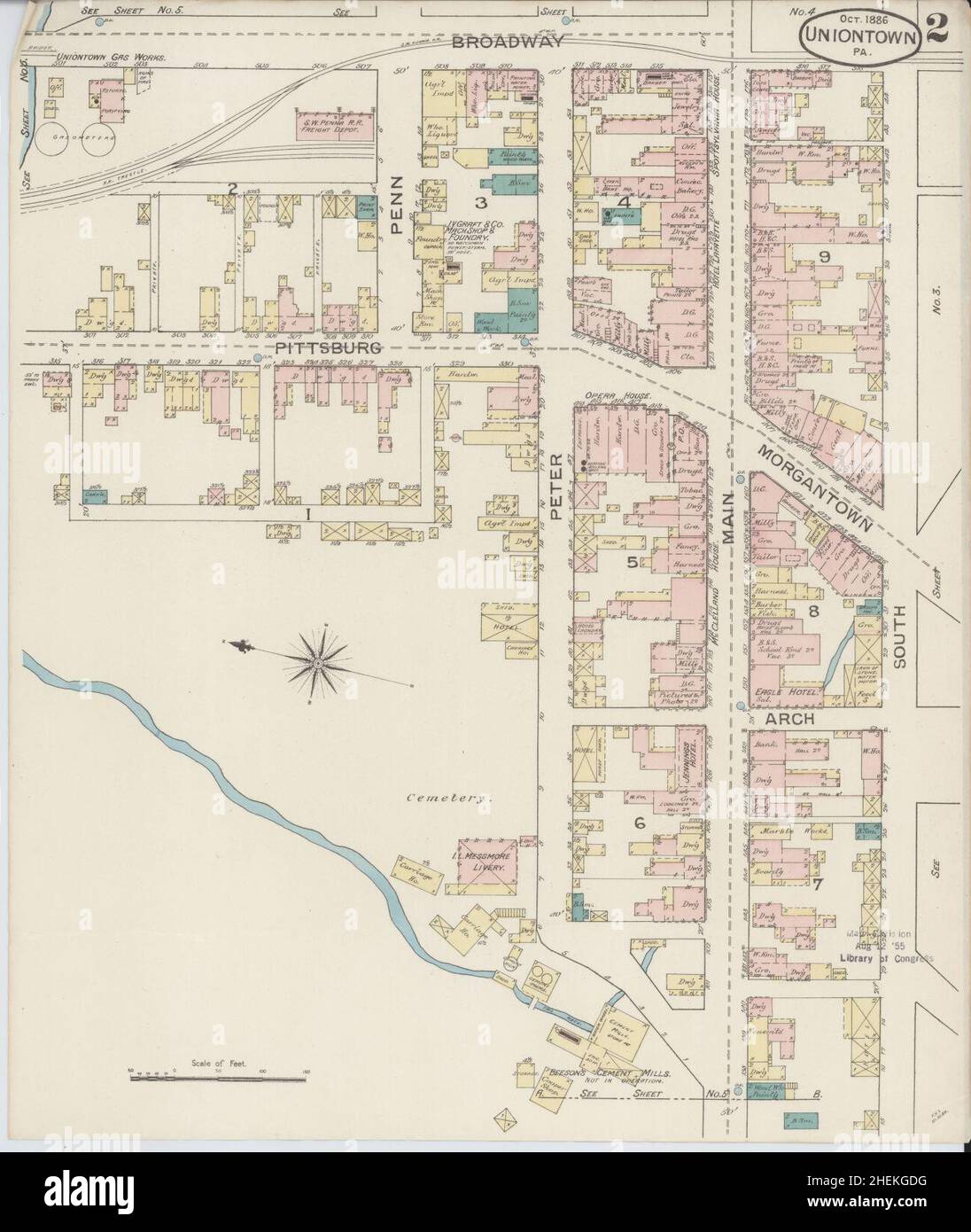 Map of uniontown pennsylvania hi-res stock photography and images - Alamy