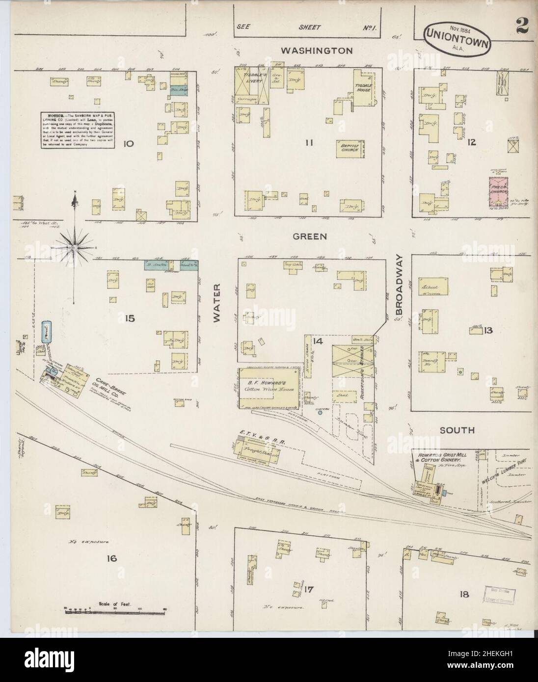 Sanborn Fire Insurance Map from Uniontown, Perry County, Alabama Stock ...