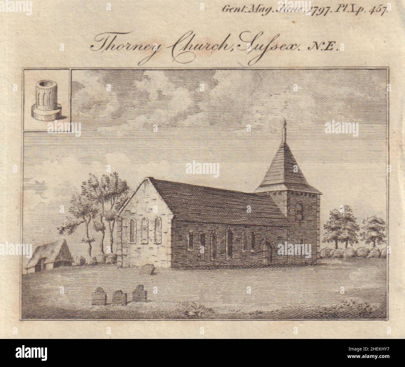 View of St Nicholas church, Thorney Island. Chichester harbour, Sussex ...