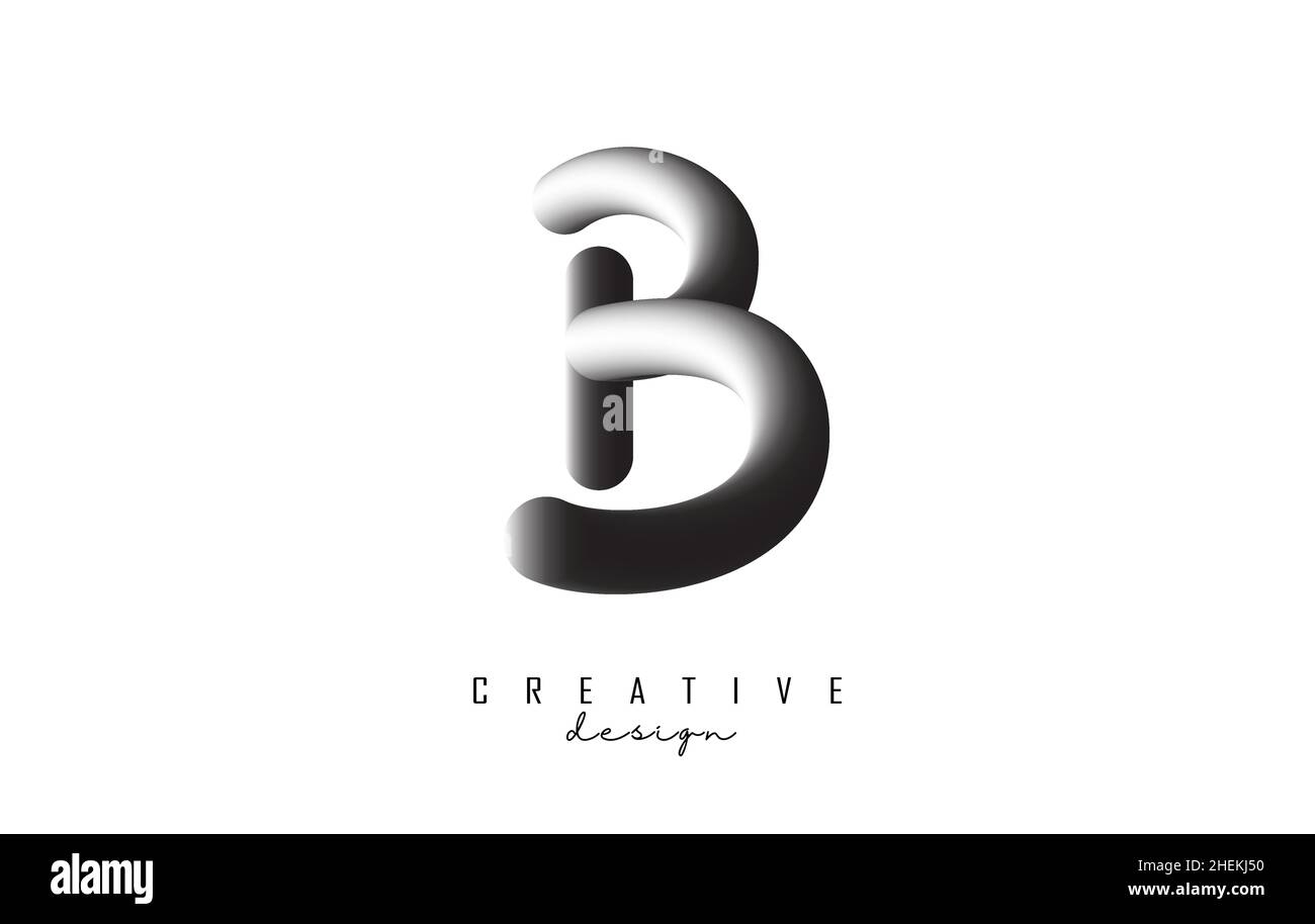 Letter B logo with grey gradient 3D effect. Creative vector ...