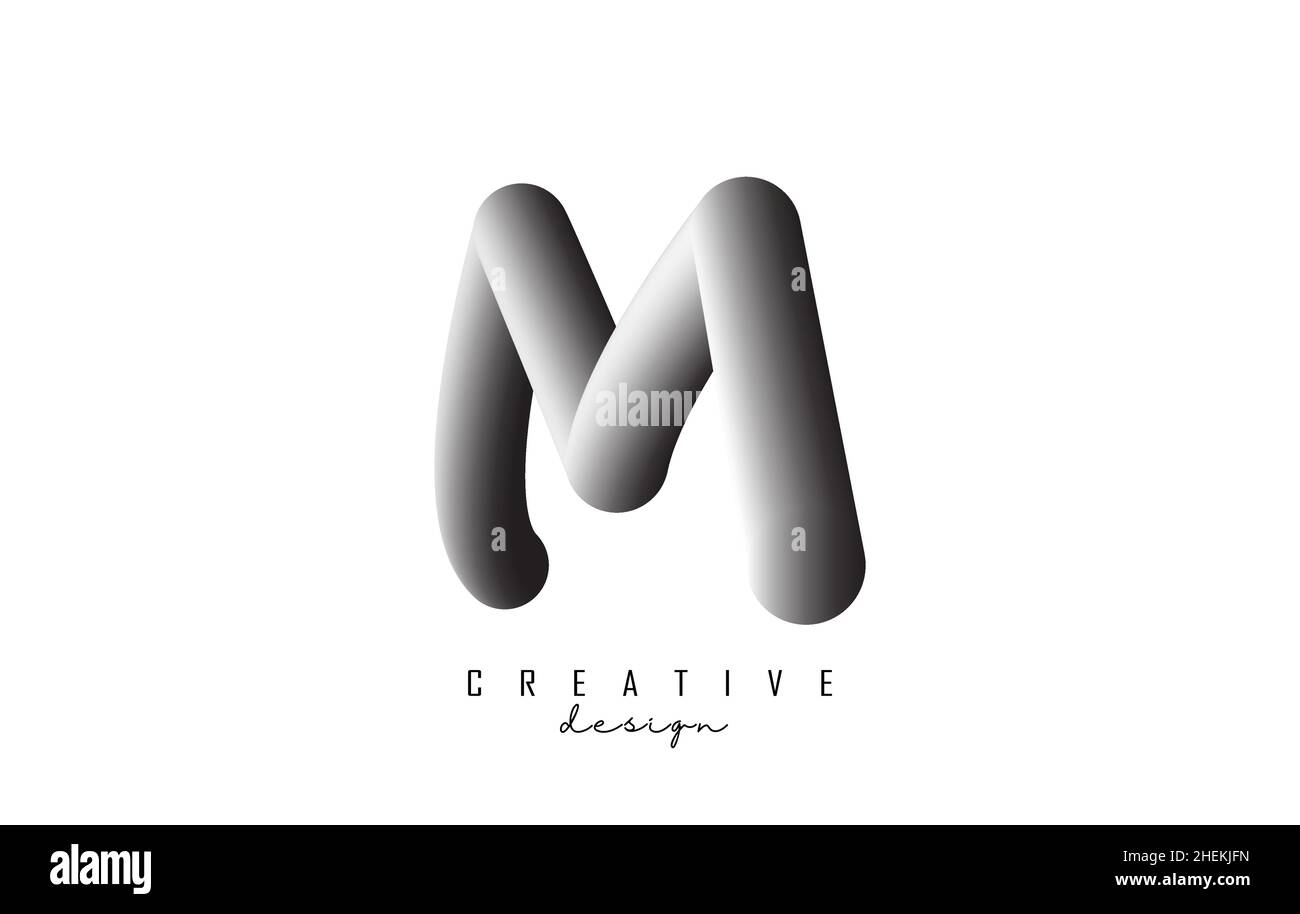 Letter M logo with grey gradient 3D effect. Creative vector ...