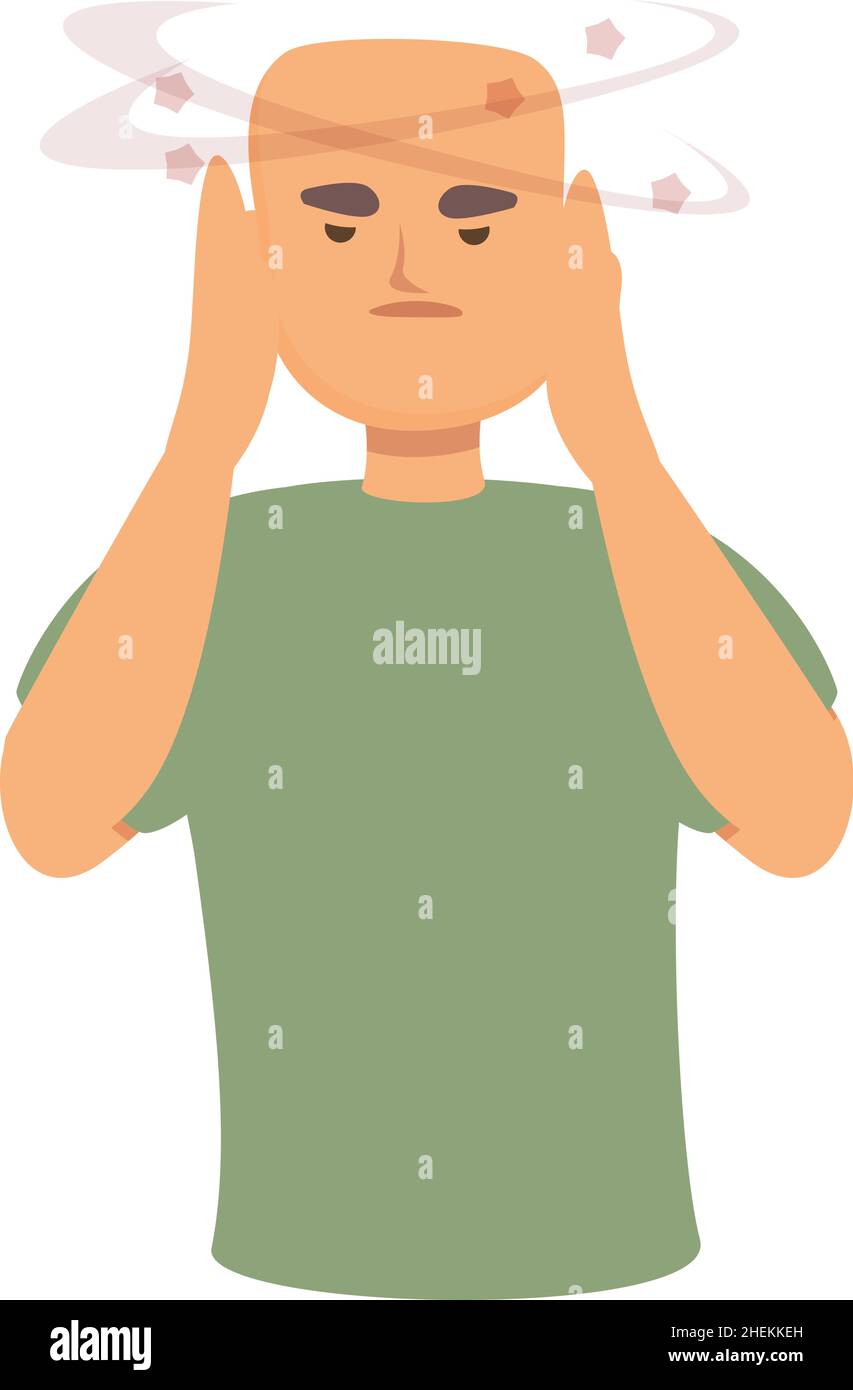 Patient headache icon cartoon vector. Brain sick. Pain dizziness Stock ...