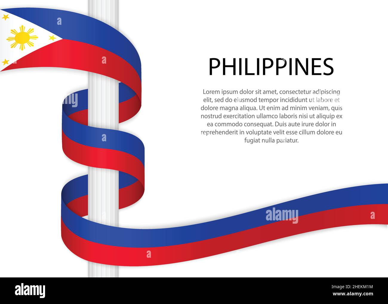Waving ribbon on pole with flag of Philippines. Template for ...