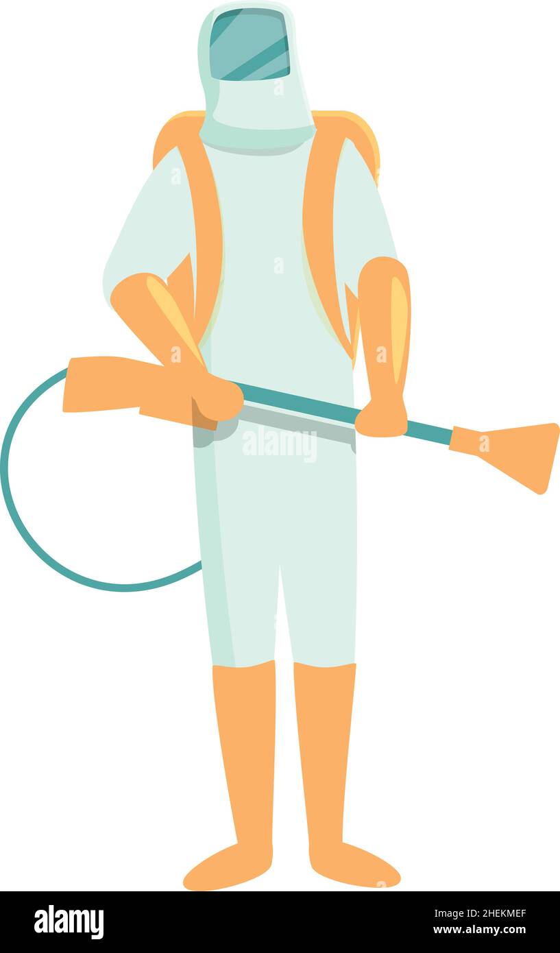 Protected chemical man icon cartoon vector. Pest control. Pesticide ...