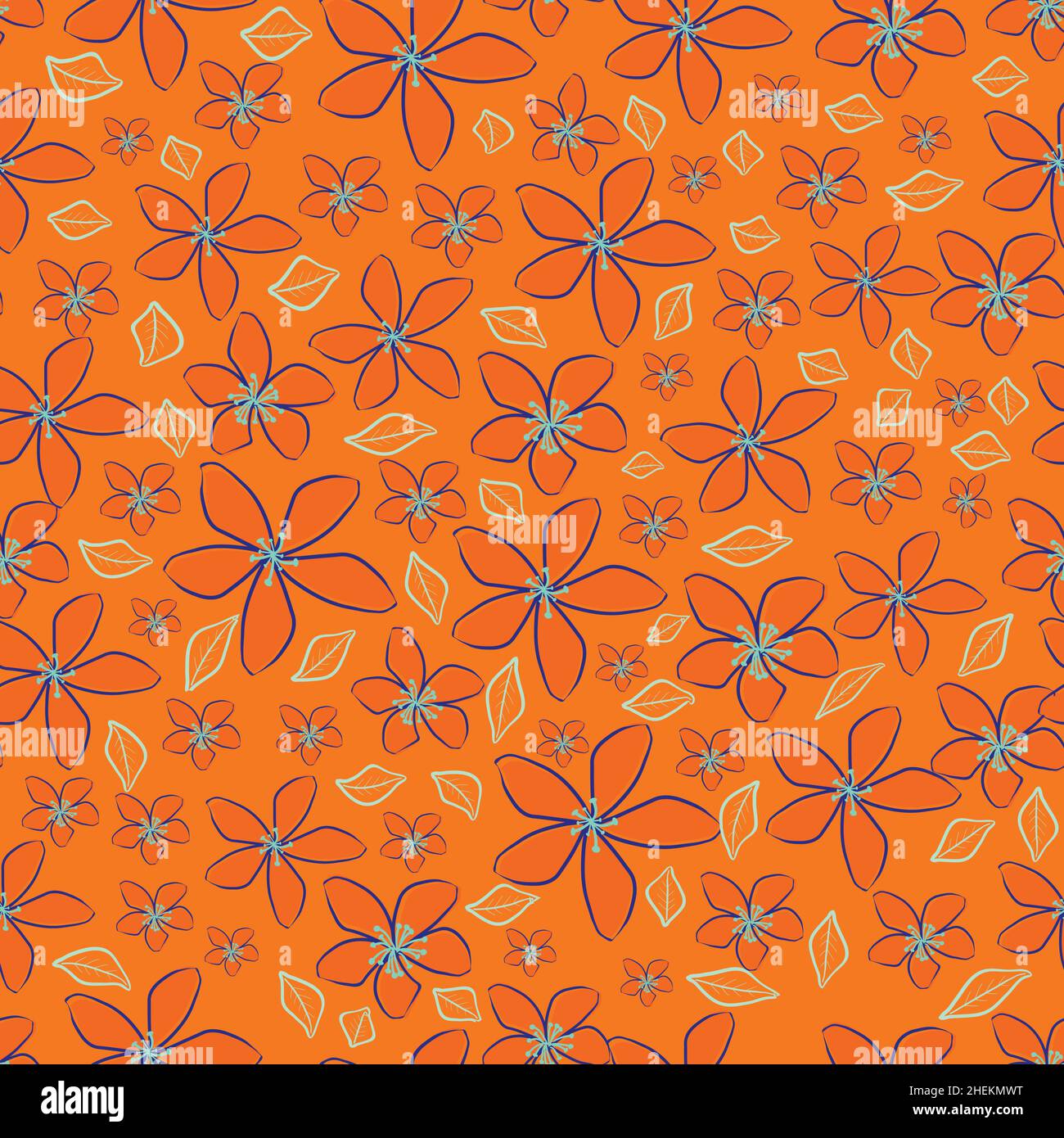 Jasmine floral vector seamless pattern background. Line art hand drawn ...