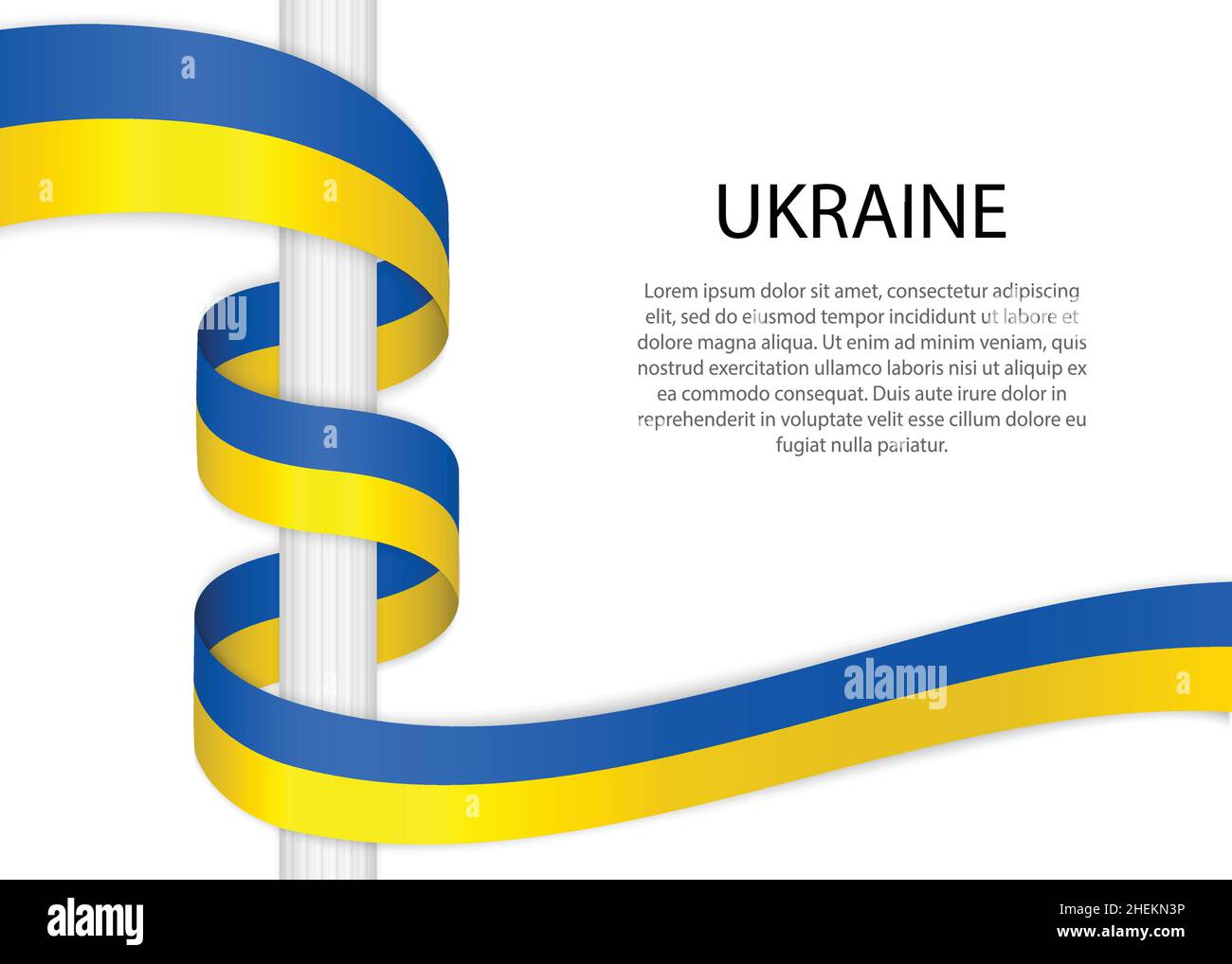 Waving ribbon on pole with flag of Ukraine. Template for independence day poster design Stock ...