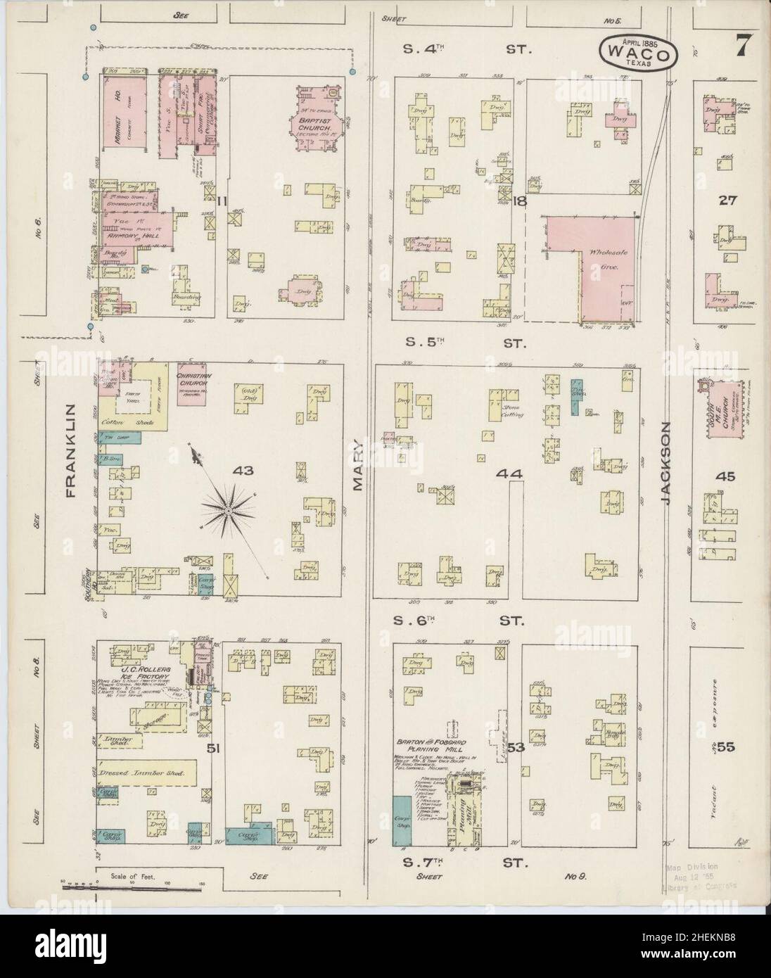 Sanborn Fire Insurance Map from Waco, McLennan County, Texas Stock ...