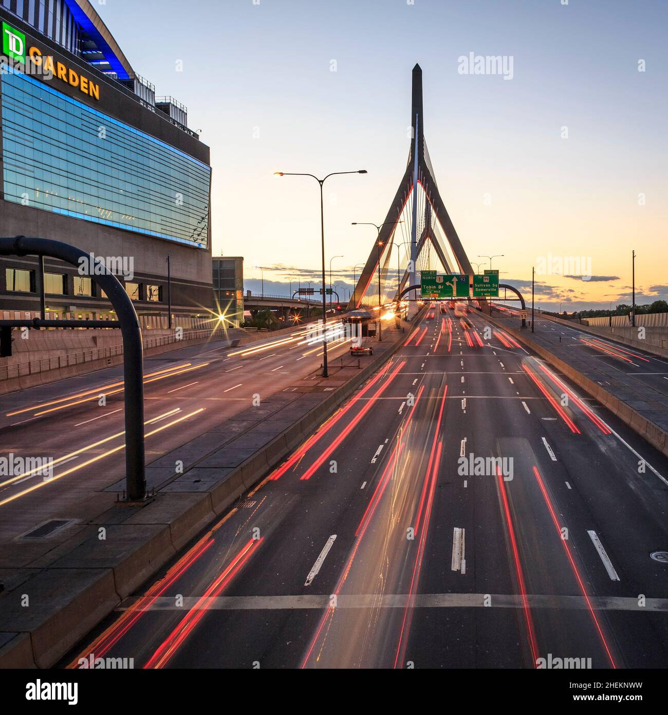 The TD Garden and Zakim Bridge in Boston, MA, USA Stock Photo - Alamy