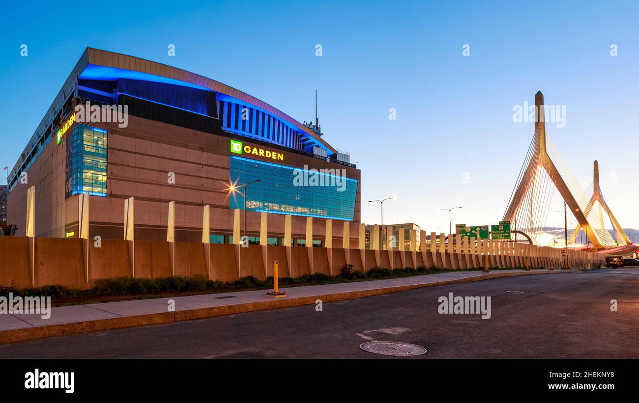 The TD Garden and Zakim Bridge in Boston, MA, USA Stock Photo - Alamy