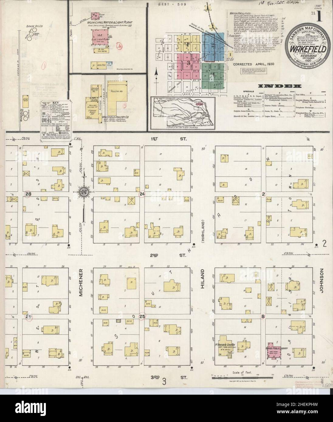Sanborn Fire Insurance Map from Wakefield, Dixon County, Nebraska Stock ...