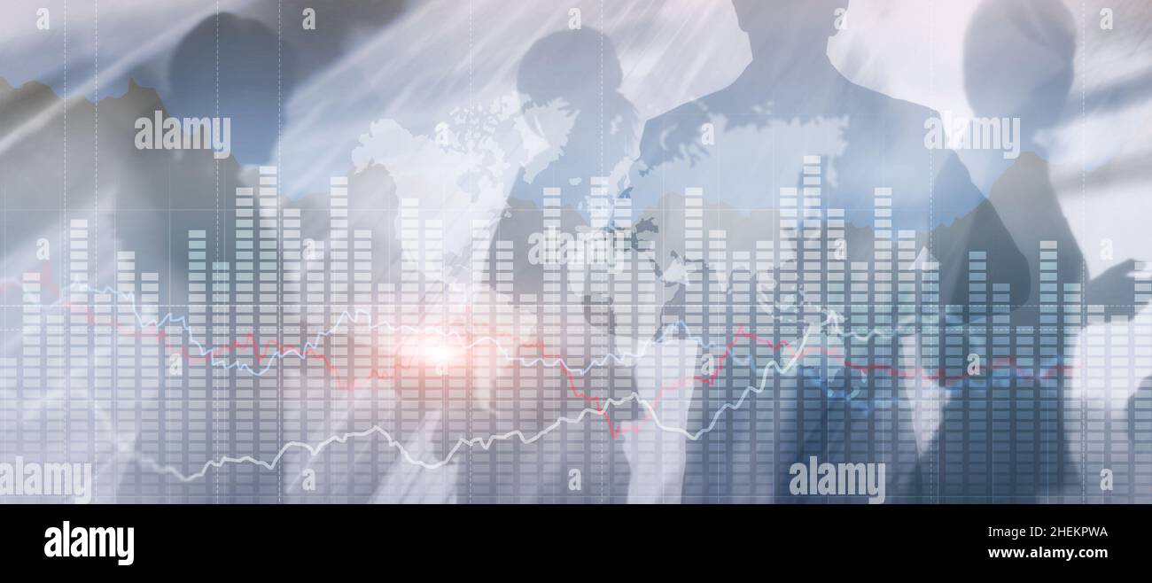 Business graph chart. Virtual screen with stock market changes ...