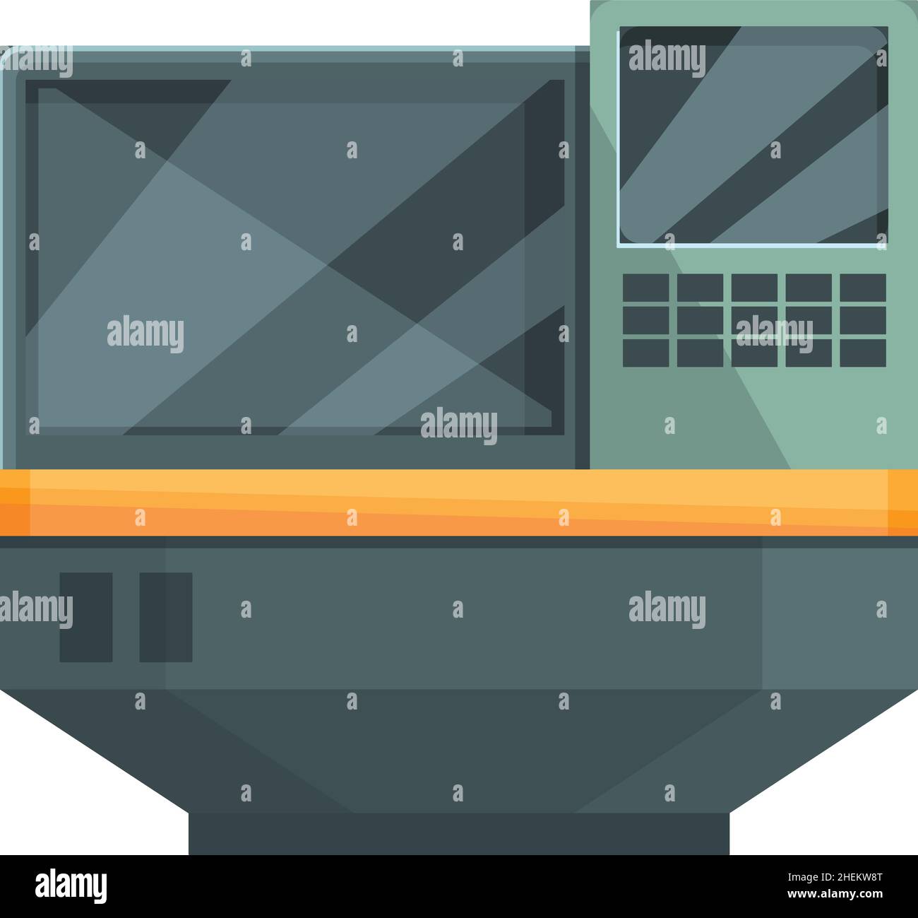 Cnc monitor machine icon cartoon vector. Factory equipment. Steel work ...