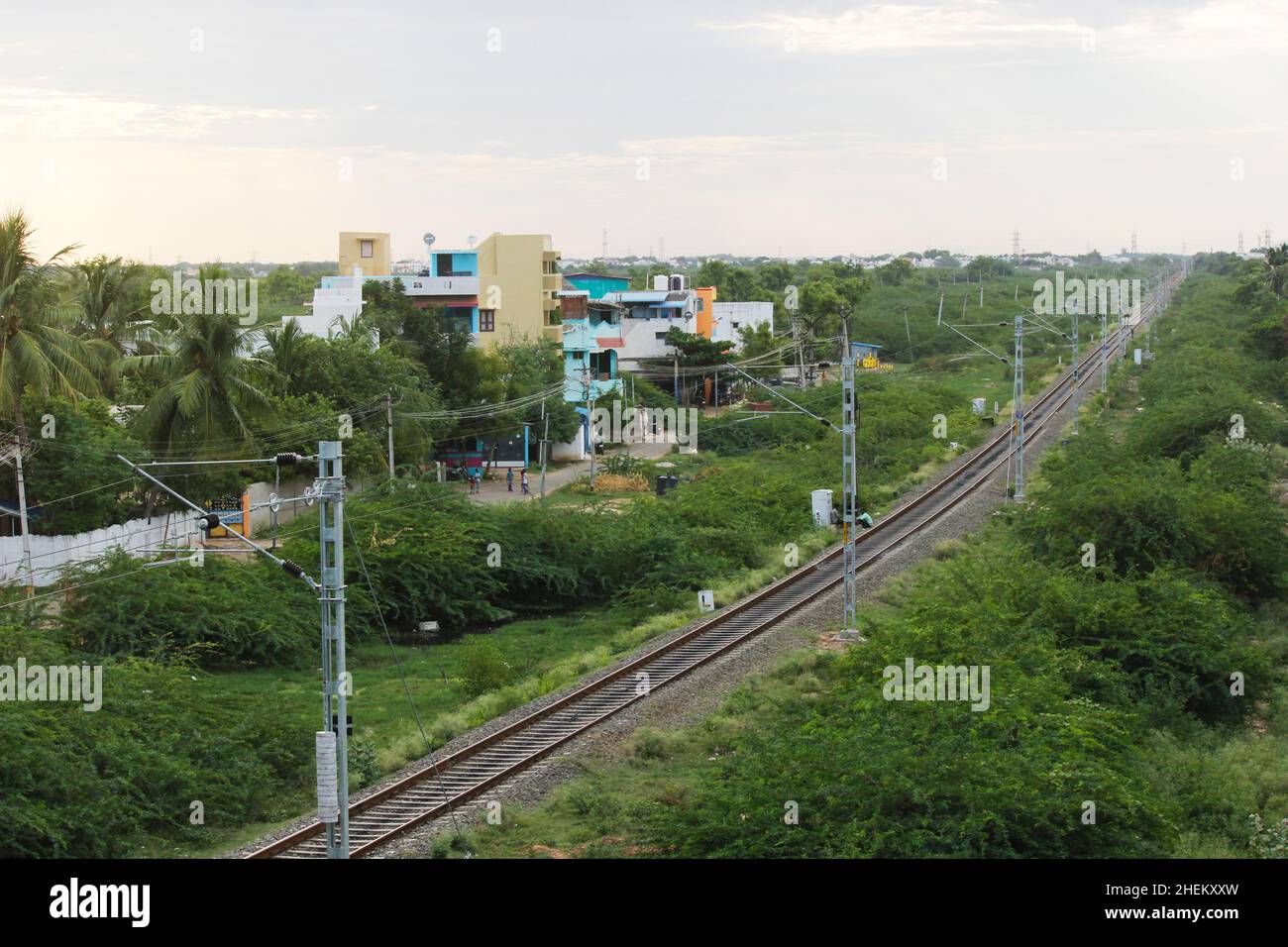Side view empty railway track hi-res stock photography and images - Alamy