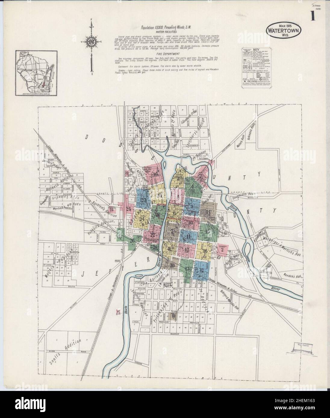 Map of watertown wisconsin hi-res stock photography and images - Alamy