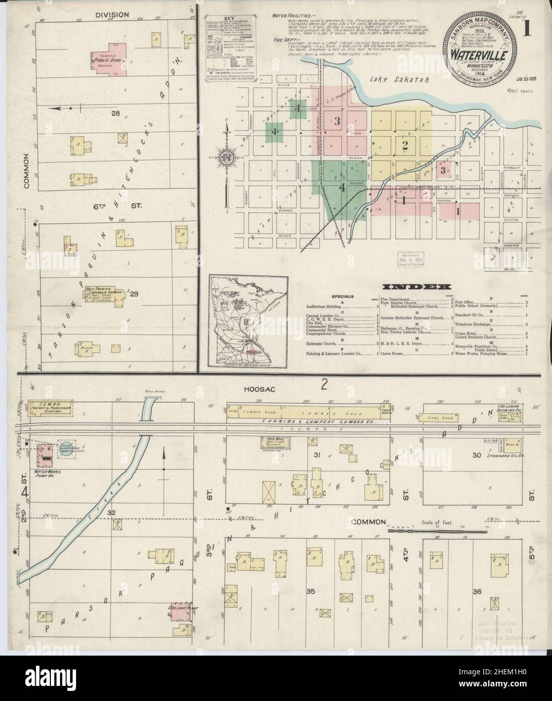 Sanborn Fire Insurance Map from Waterville, Le Sueur County, Minnesota ...