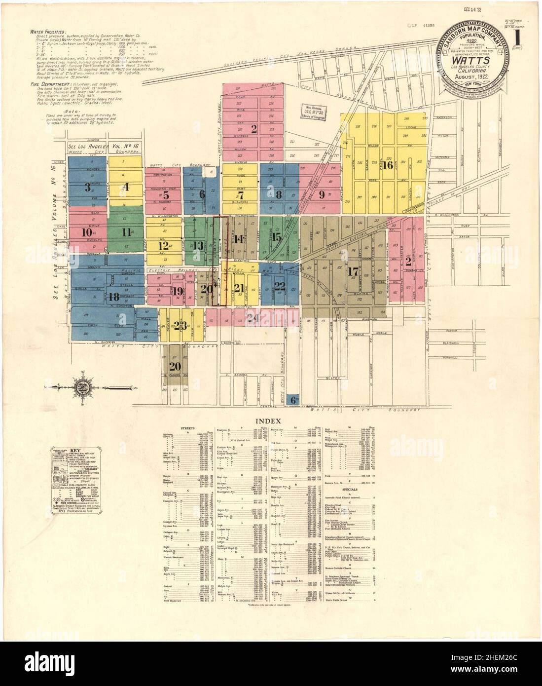 Sanborn Fire Insurance Map from Watts, Los Angeles County, California ...