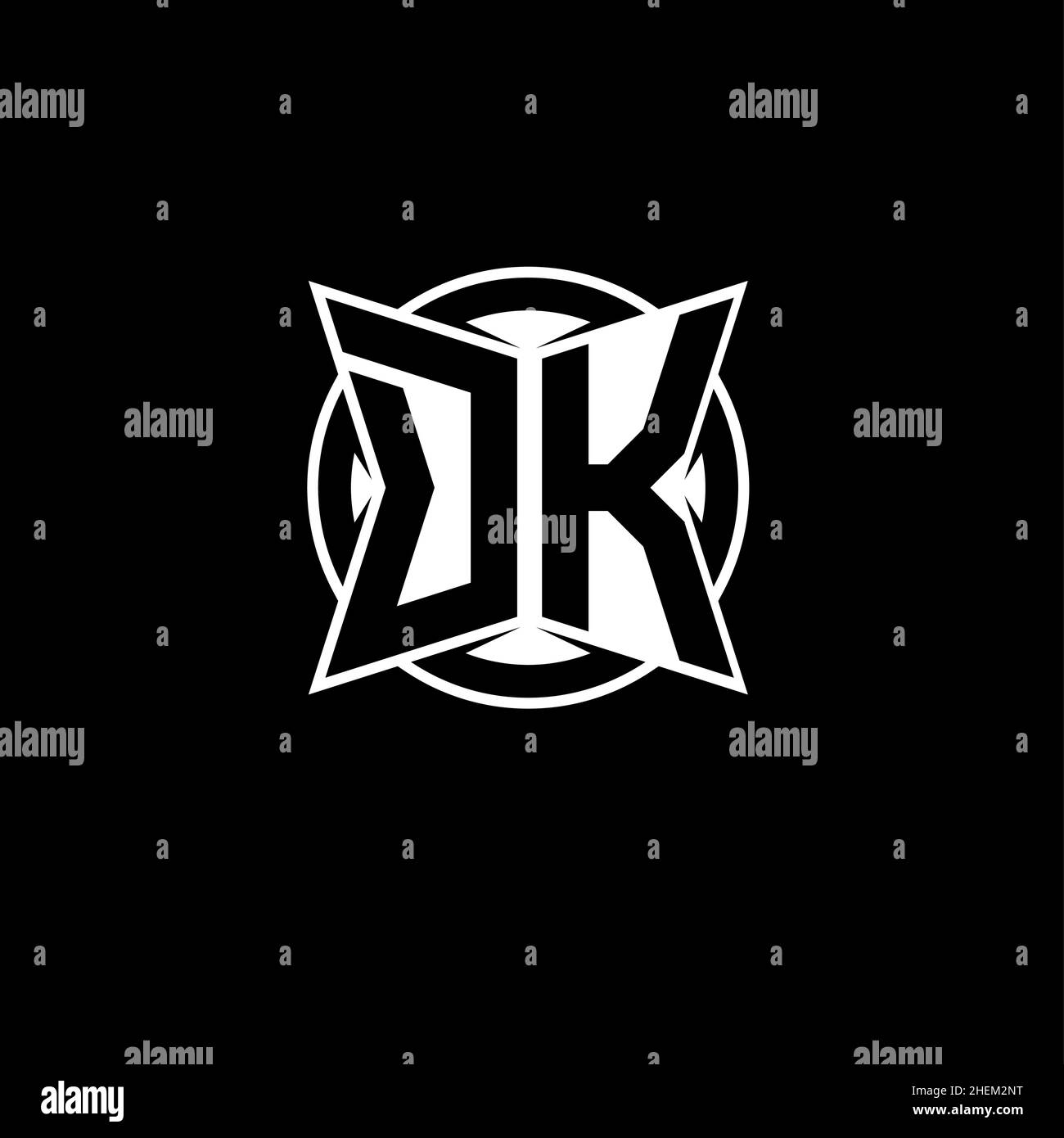 DK Monogram logo letter with simple modern shape style design. Circle ...