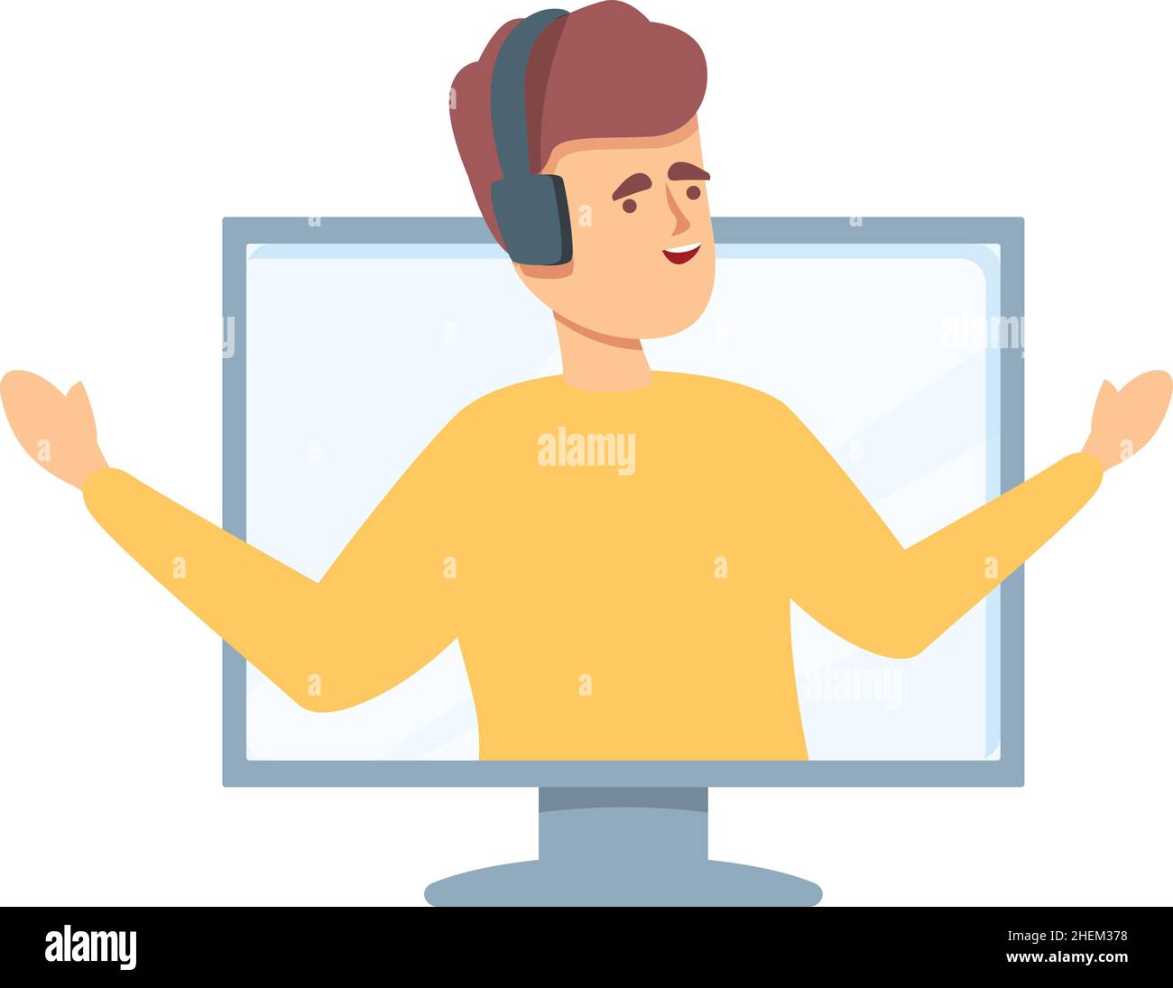Gamer vlogger icon cartoon vector. Video live. Stream creator Stock ...