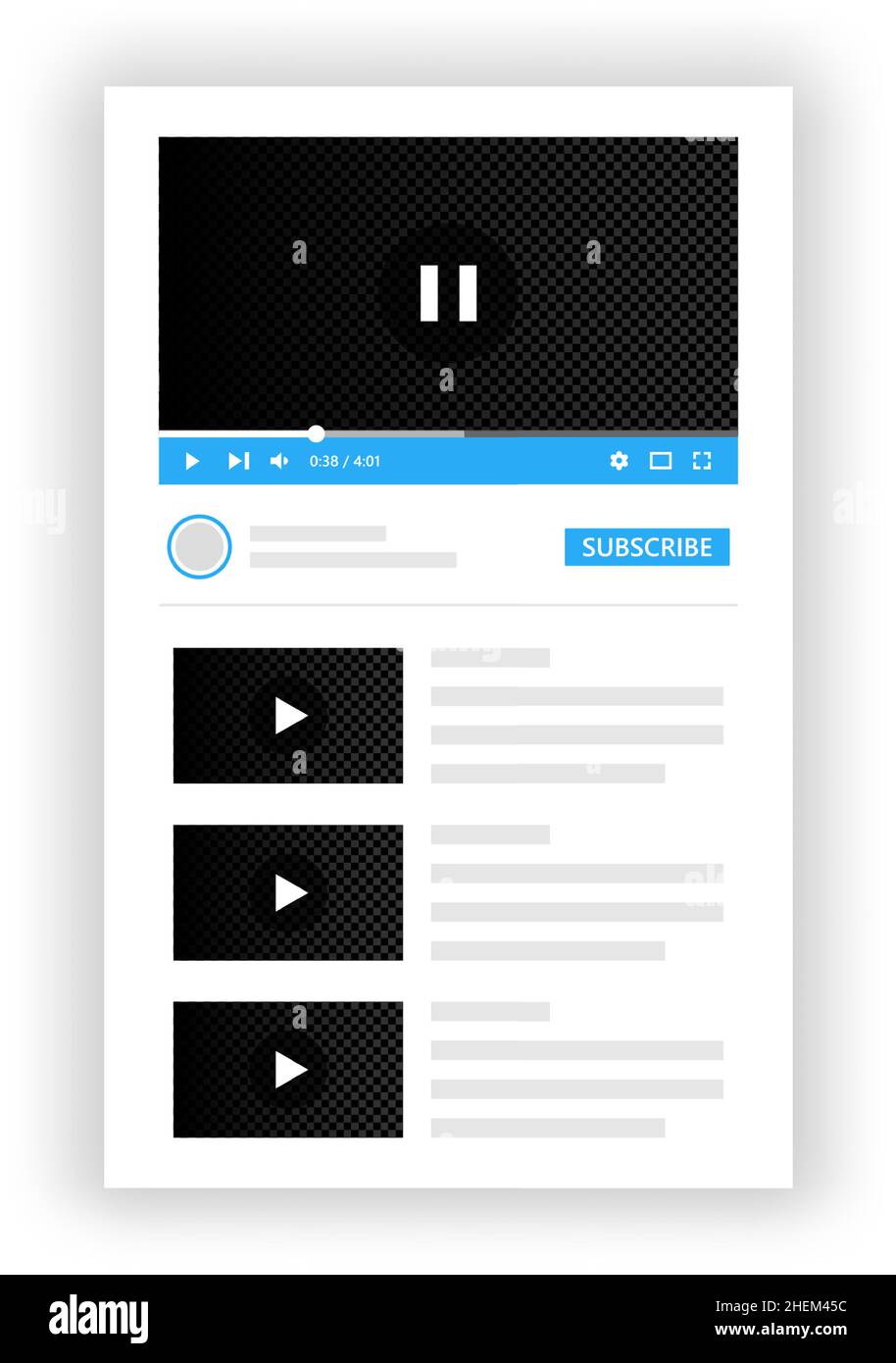Video player elements for popular app interface. Multimedia player ...