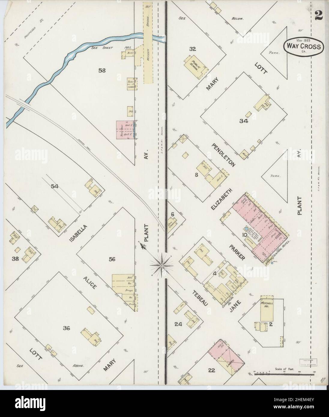 Sanborn Fire Insurance Map from Waycross, Ware County, Georgia Stock ...